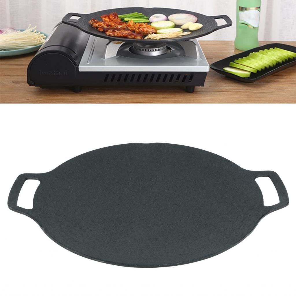 Round Grill Pan Korean BBQ with Double Handle 6 Layer Coating ...
