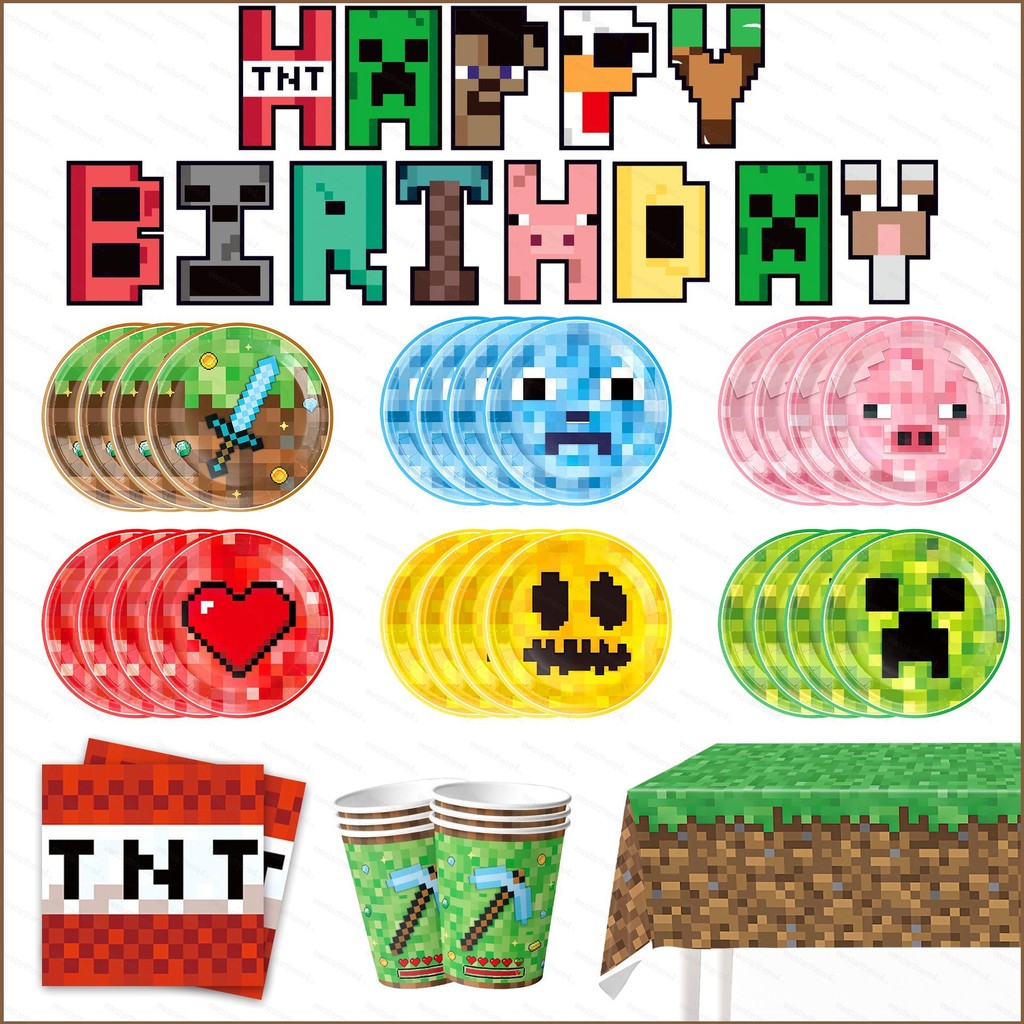 NS4 Minecraft Pixel Game Wars Decoración Temática Celebrar Fiesta ...