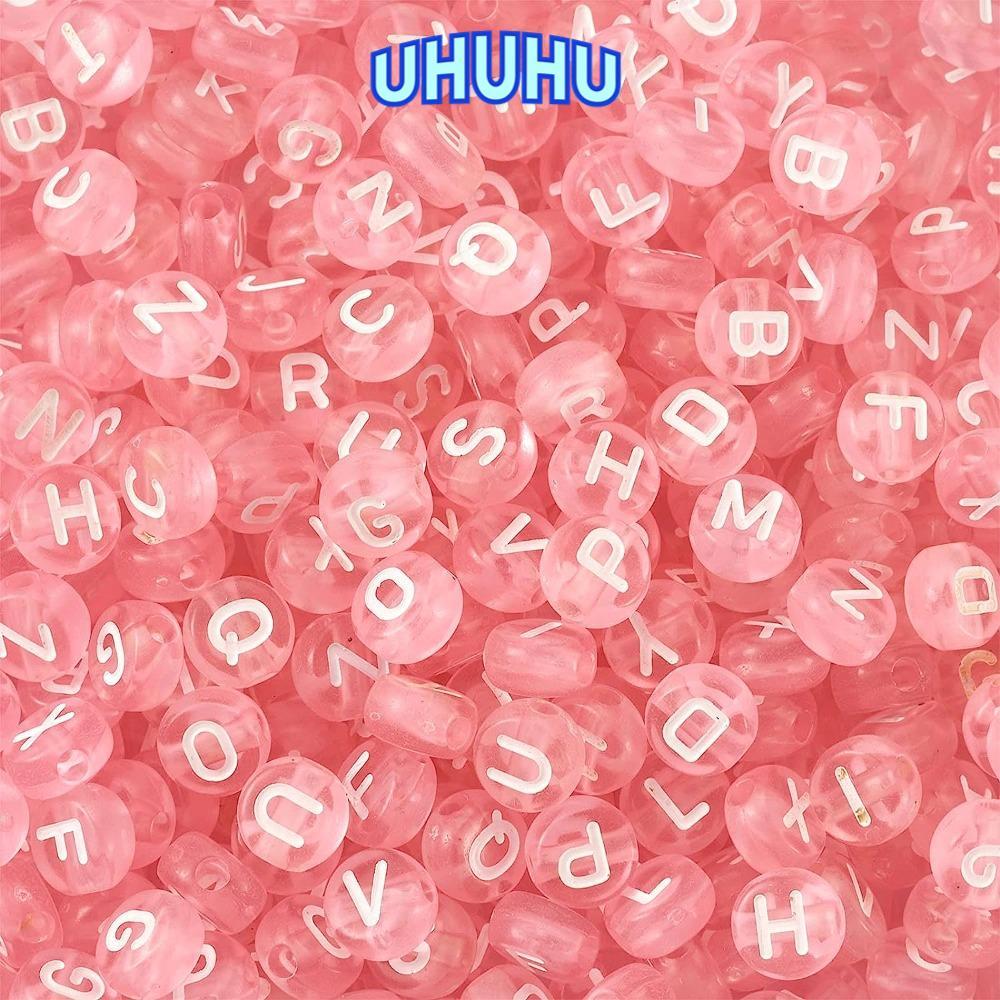 UHUHU Cuentas Del Alfabeto , Ronda Plana 7mm De La Letra Rosa , 500 ...