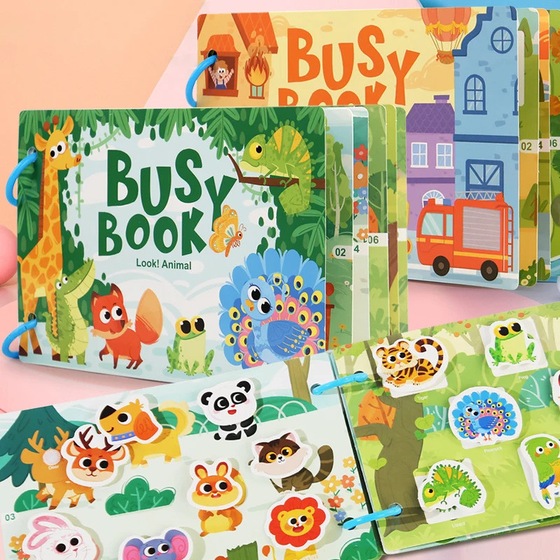 Libro Ocupado Para Niños , Pegatinas De Animales , Vehículos ...