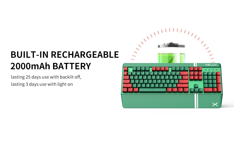 Delux KM17 Teclado Inalámbrico Mecánico Ergonómico Blutooeh 2.4G ...