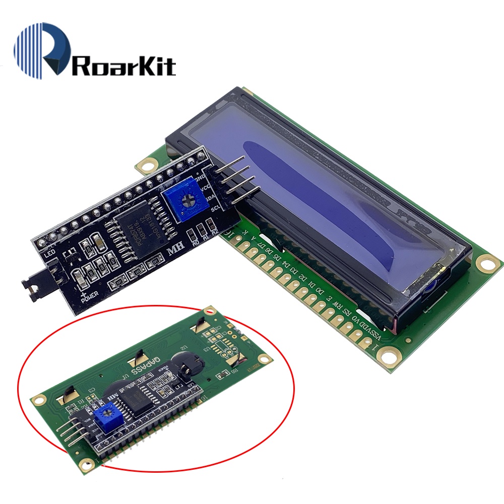 5V 1602 HD44780 Módulo Pantalla Azul Código Blanco 16x2 Caracteres LCD Para Arduino DIY KIT IIC ...