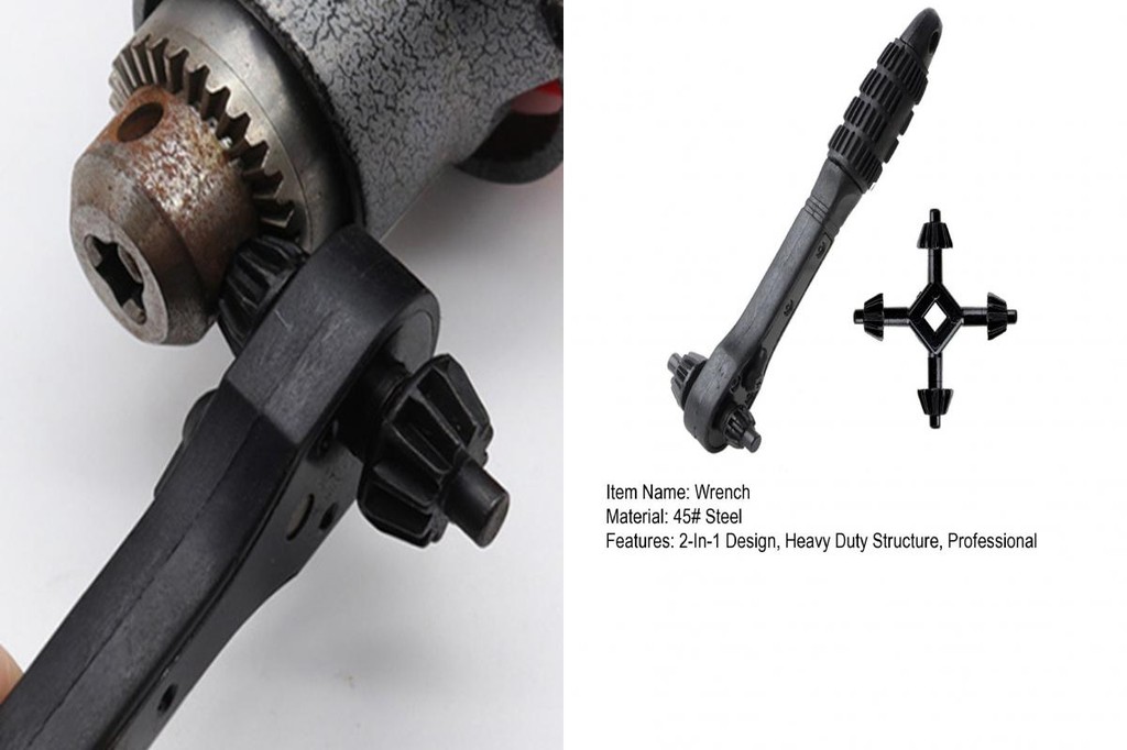 Steel Ratchet Spanner Drill Chuck Wrench Universal 2-in-1 Double Head ...