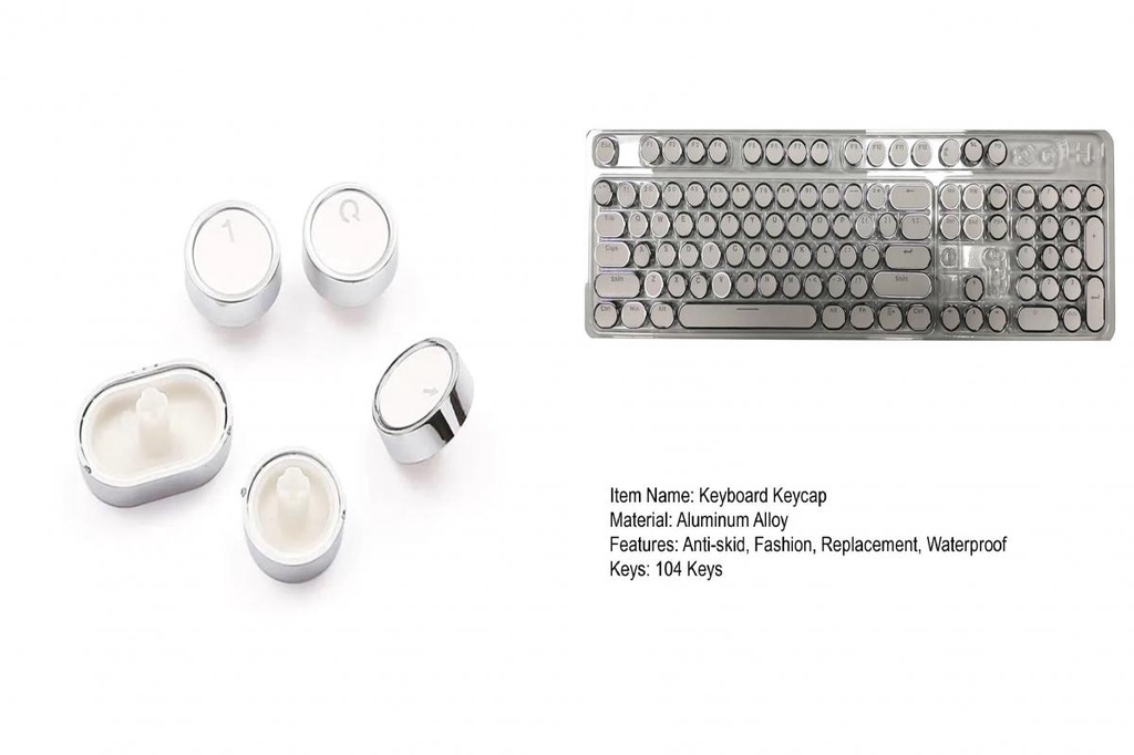 Retro Keyboard Keycaps Design for Typewriters 104 Waterproof Aluminum ...