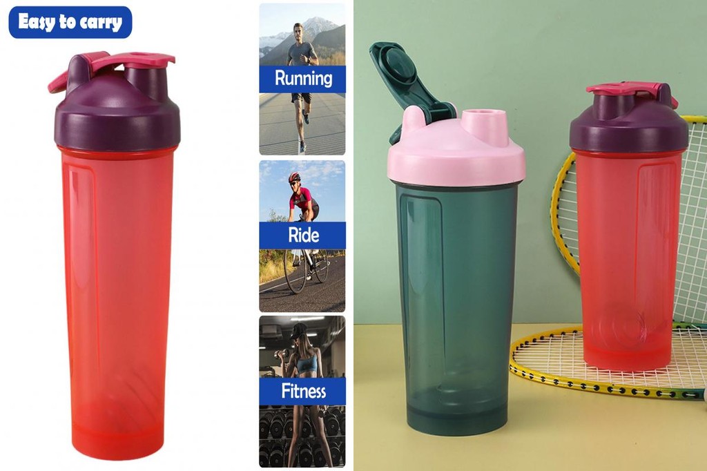 Fitness Shaker Cup Anti-slip Bottle 600ml Protein with Blender Ball for ...