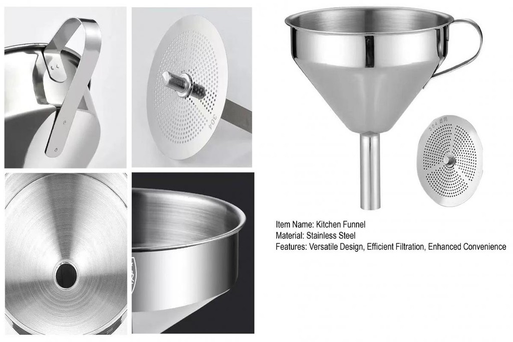 Mini Kitchen Funnel Set Metal Filling Funnels for Transferring Liquid Stainless Steel with ...