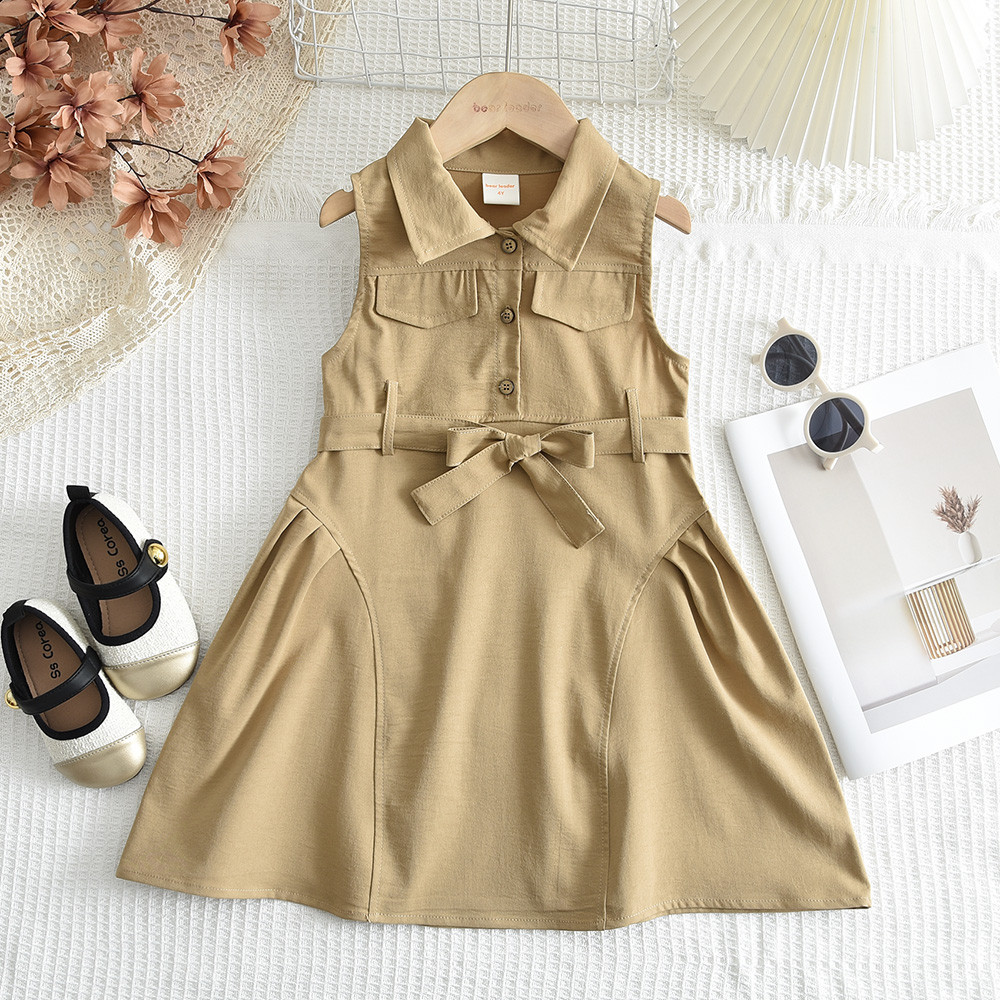 Oso Líder Verano Sin Mangas Caqui Casual Bebé Niñas Vestido Versión ...