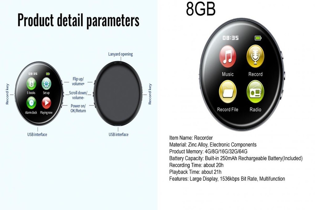 Mp3 Player with Recording Function Pcm Device High Quality 64gb Digital ...