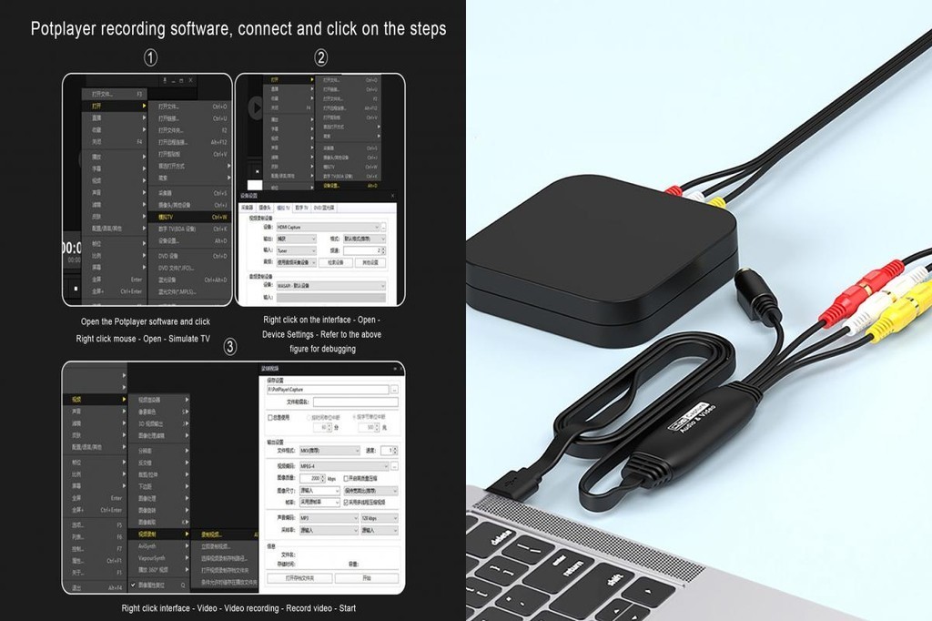 1080p Video Capture Adapter Usb Card for Vhs Vcr Tv to Digital ...