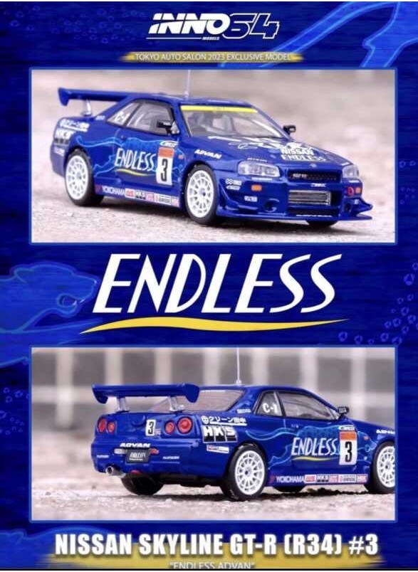 INNO Modelo NISSAN SKYLINE GT-R (R34) " ENDLESS ADVAN " Tokyo Auto Salon 2023 东京 车 展 2024 限定 版 ...