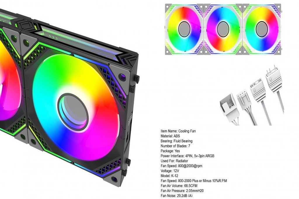 High Airflow Fan Cooler Argb Sync Pc 3 Pcs Computer Cooling Fans Low ...
