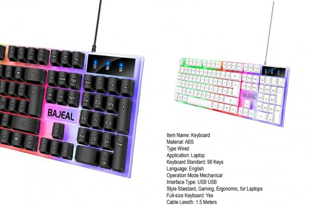 98 Keys Wired Keyboard Rgb Backlit Mechanical Usb Gaming for Pc Home ...