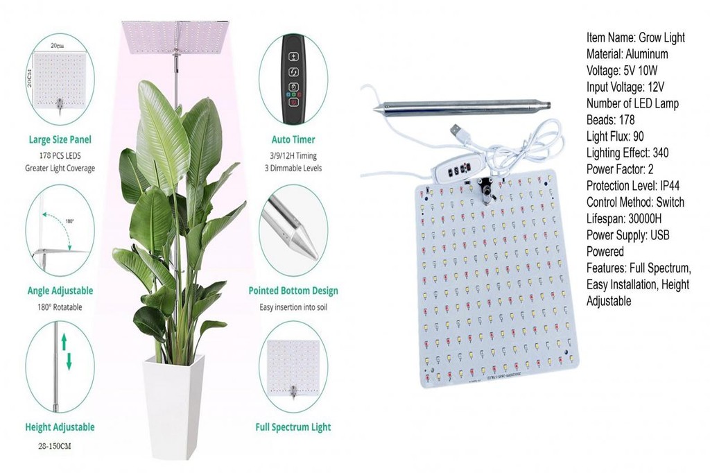 Timer Settings for Plant Growth Adjustable Telescopic Grow Light with ...