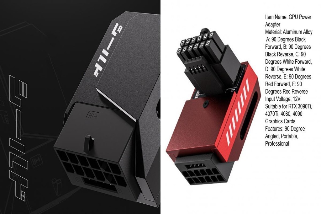 Portable Gpu Power Adapter 12vhpwr 16pin 90 Degree Angled Pcie 5.0 for ...