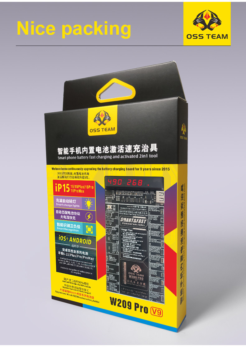 W209 Pro V9 Probador De Batería Para iPhone 6-11 12 13 14 15 Samsung Teléfono De Carga De La De ...