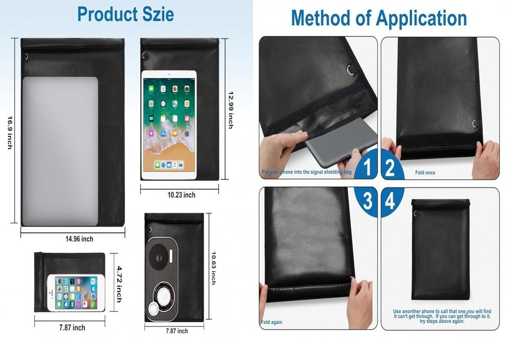 Rfid Blocking Pouch Anti-tracking Bag 4pcs Faraday Bags for Laptops ...