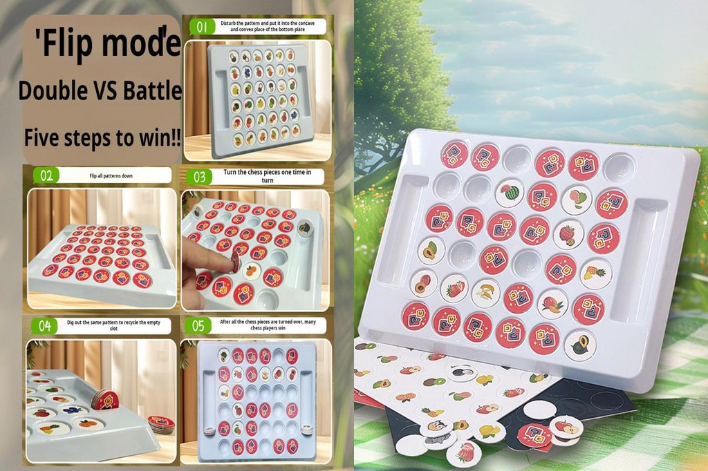 Memory Flip Chess Game Training Fun Fruit for Kids Educational Toddler ...