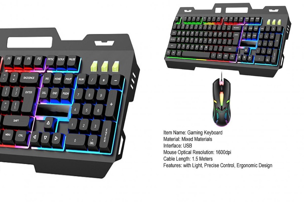 Plug-and-play Keyboard Wired Gaming Backlit and Mouse Set for Precise ...