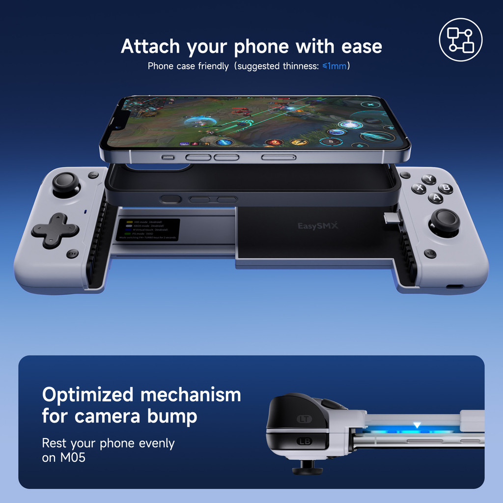 EasySMX M05 Controlador Bluetooth Tipo C Para Juegos En La Nube , Xbox Game Pass , iphone 15 ...