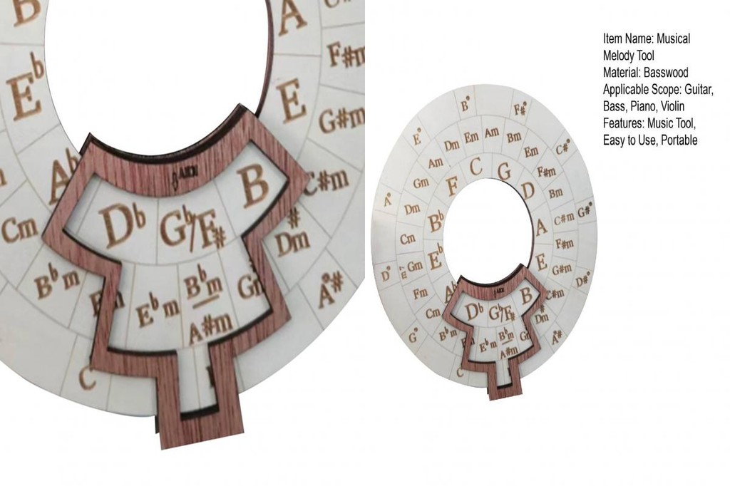 Circle of Fifths Tool Music Theory Portable Chord Wheel for Guitar Bass ...