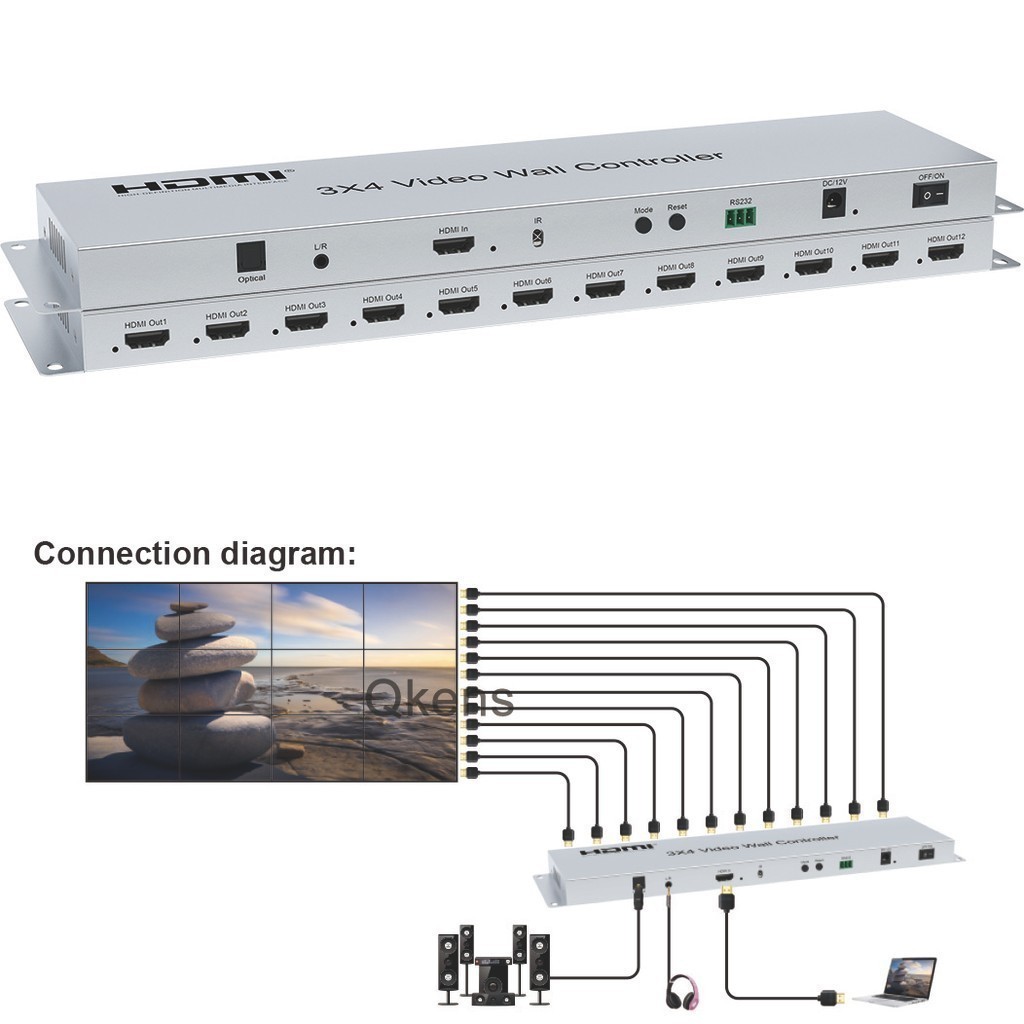 3X4 HDMI TV Video Wall Controller 2x2 2x3 3x2 4x2 4x3 5x1 6x1 2x6 2 3 4 ...