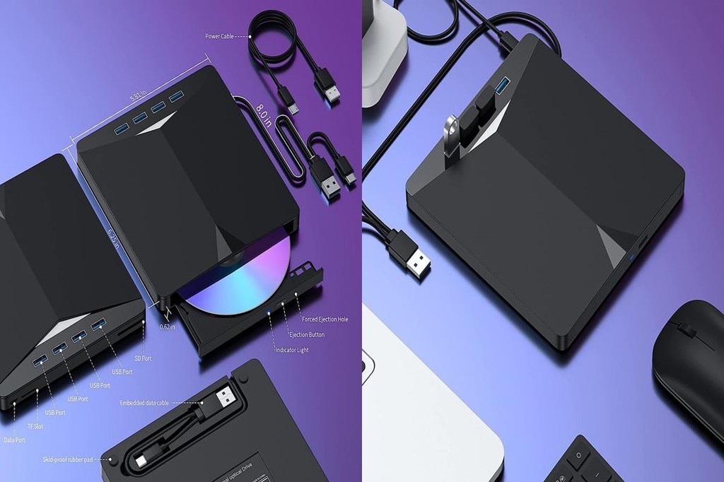 Portable Compact Disc/dvd Burner External Dvd Drive Usb 3.0 High-speed ...