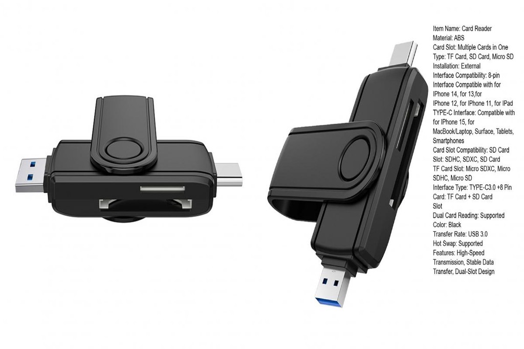 Easy Reading Sd/tf Adapter Fast Data Transfer Card Reader for Iphone 15 ...