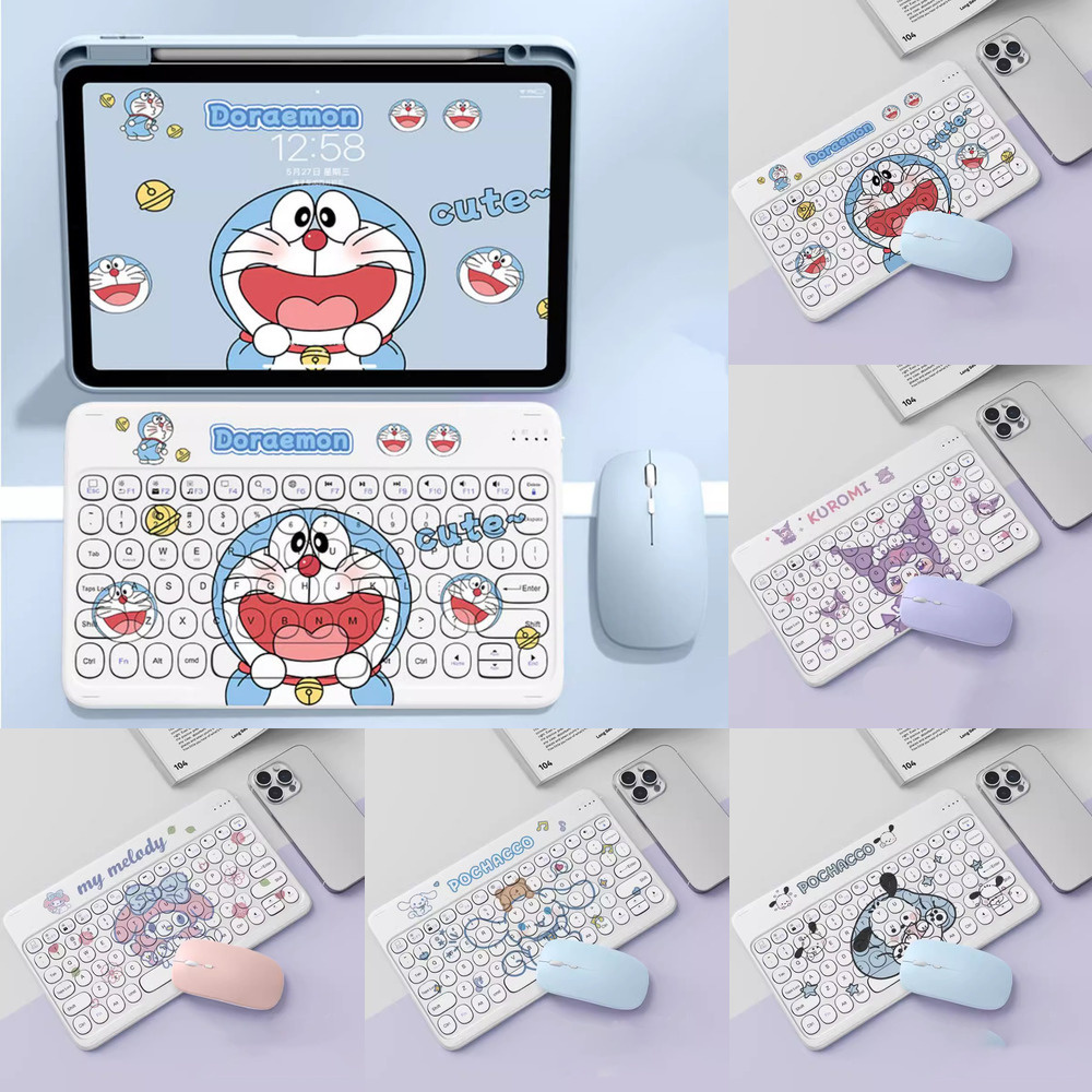 Doraemon 78 Teclas Ratón Inalámbrico Juego De Teclado Delgado Portátil ...