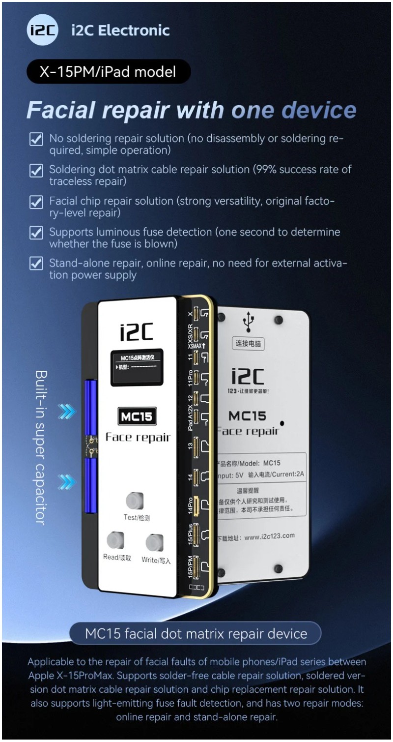 I2C MC15 Face ID repair cable Sin Soldadura Es Adecuado Para Apple X-15 dot matrix Programador ...