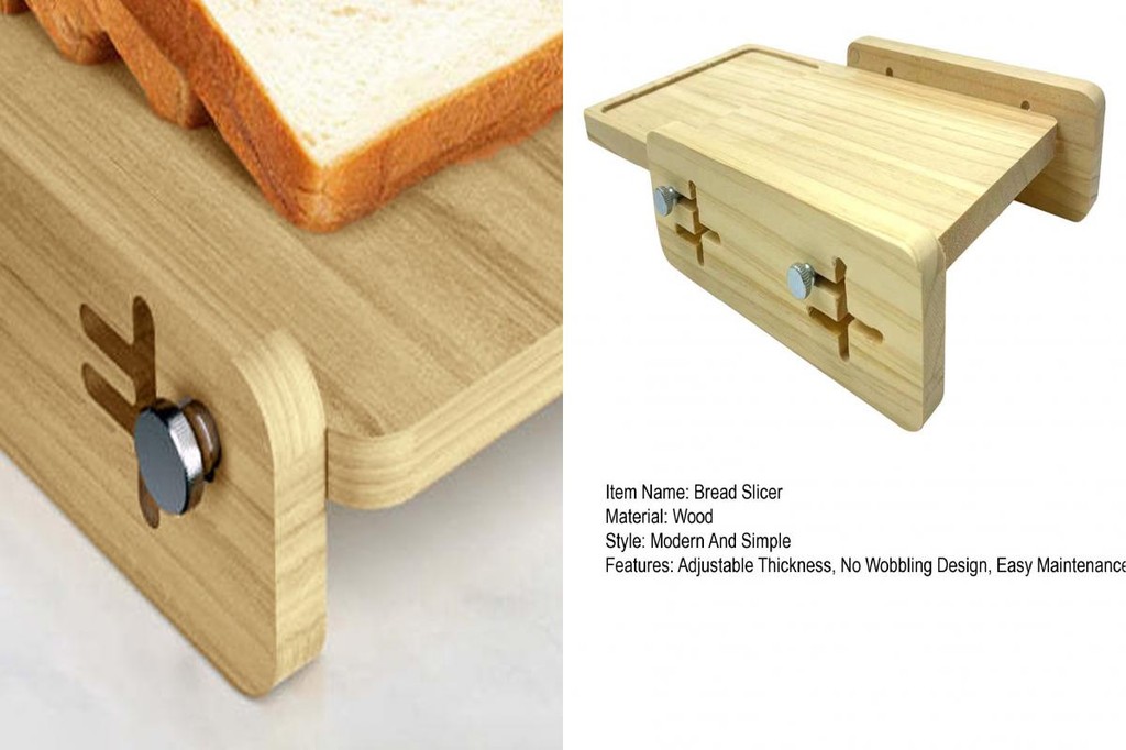 Kitchen Bread Slicing Tool Crumb-free Gadget Adjustable Wooden Slicer ...