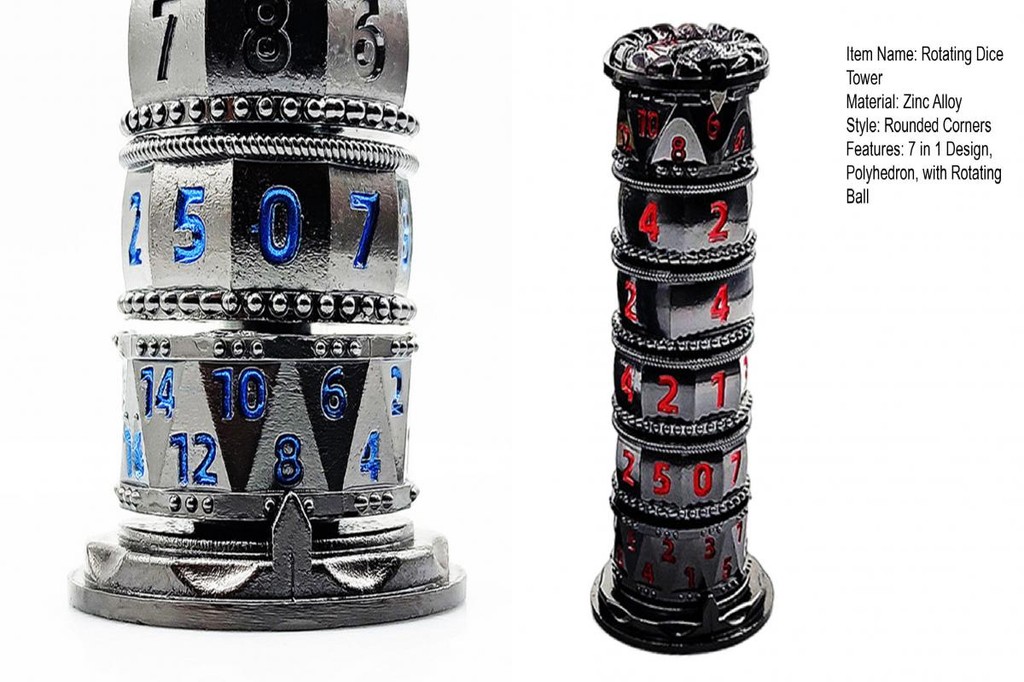 Rotating Dice Tower Dragon Scale Spinner Design Metal 7 in 1 for Rpg ...
