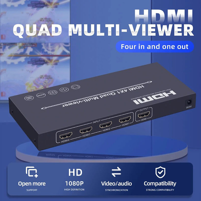 4K 4x1 HDMI Multi-viewer 4 Canales Multiviewer Quad Pantalla Splitter ...