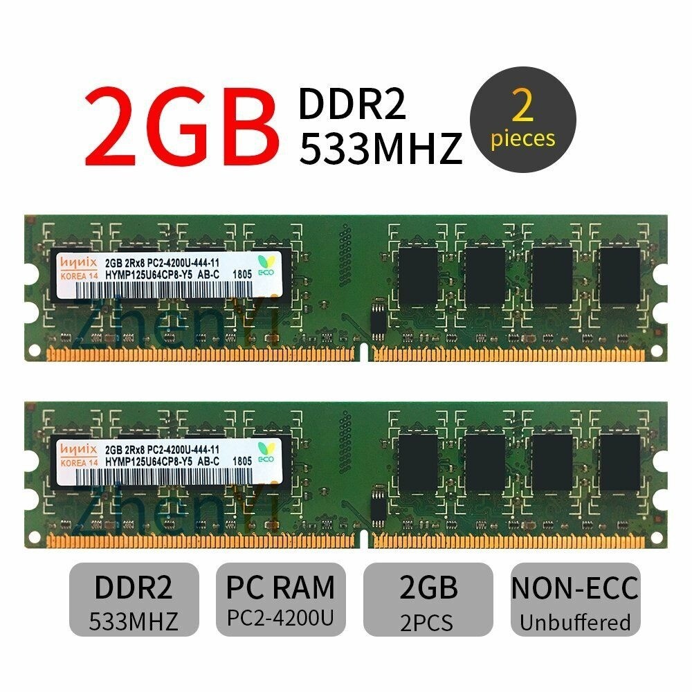 4 GB DDR2 Sodimm 4GB (2x2GB) DDR2 533MHz PC2-4200 Desktop RAM Kit - Non ...