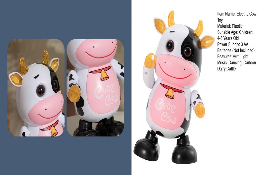 Interactive Cow Toy Battery Poewred Dancing with Led Lights and Music ...