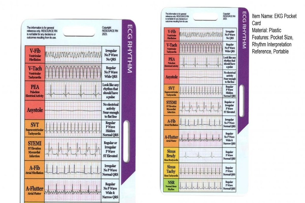 Ekg Rhythm Interpretation Guide Quick Reference Pocket Card for Nurses ...