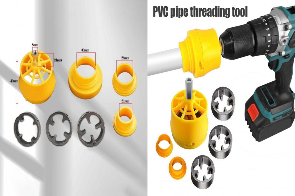 Comprehensive Pipe Threader Set Electric Drill Pvc Kit with 3 Dies for ...