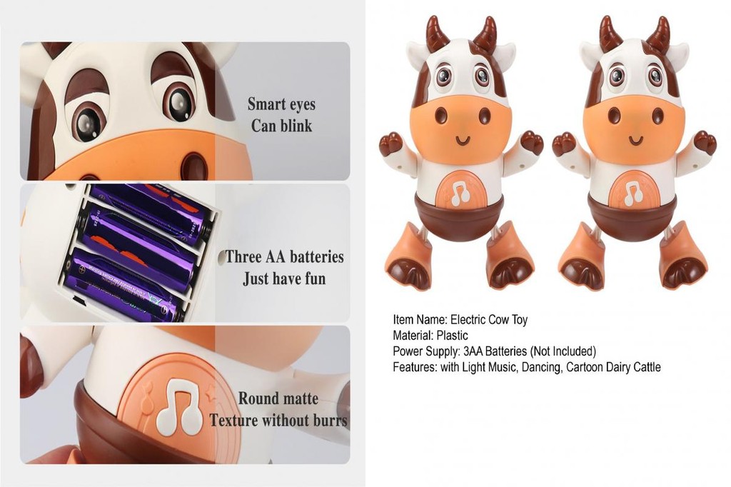 Musical Cow Toy Light-up Electric with Led Light and Music for Kids ...
