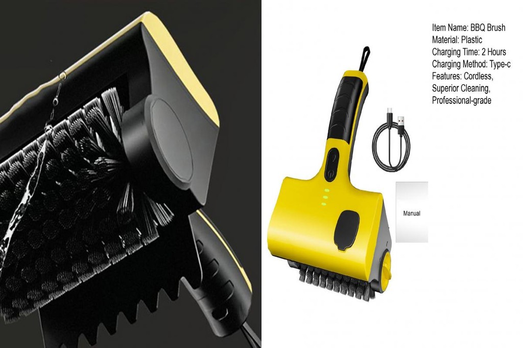 Grease-proof Grill Brush Cordless Bbq Portable Electric with Rotating ...