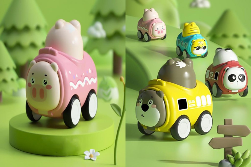 Animal Car Toy Toddlers Truck Fun Pull-back Set for Kids Tiger Panda ...