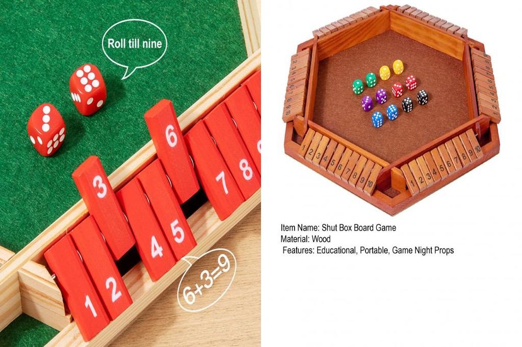 6-way Shut the Box Game Classic Board Interactive Wooden Math for ...
