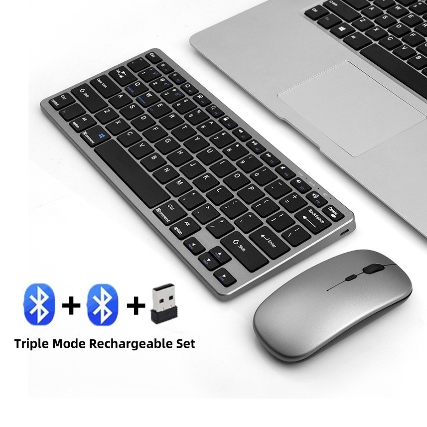 Paquete De Ratón Y Teclado Inalámbricos De 2,4 Ghz Bluetooth De Doble Modo De Conexión De ...