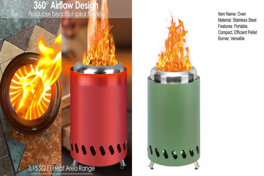 Pellet Burner Adapter Double-walled Campfire Stove Portable Smokeless ...