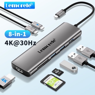 Lemorele TC38 USB C Hub Adaptador 8 En 1 Carcasa De Aluminio Ultrafina 4K HDMI 3 * A PD 100W SD ...