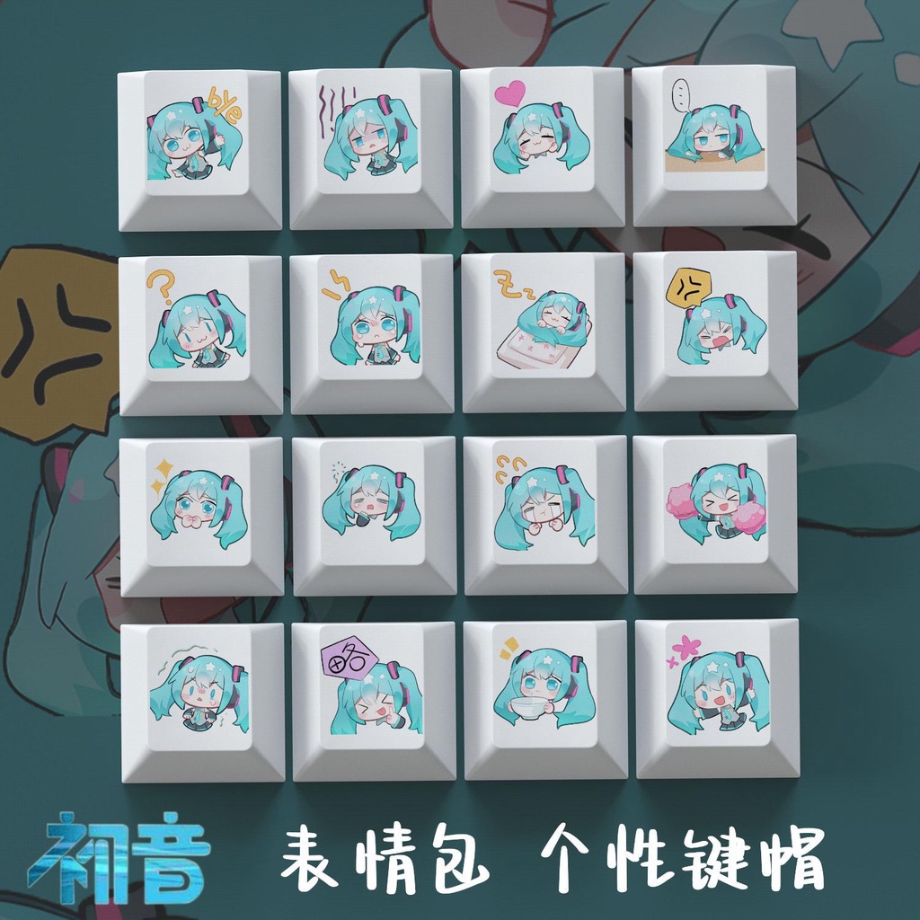 Hatsune Emoji Keycap Altura Pbt Material Anime Keycap Hatsune Miku ...